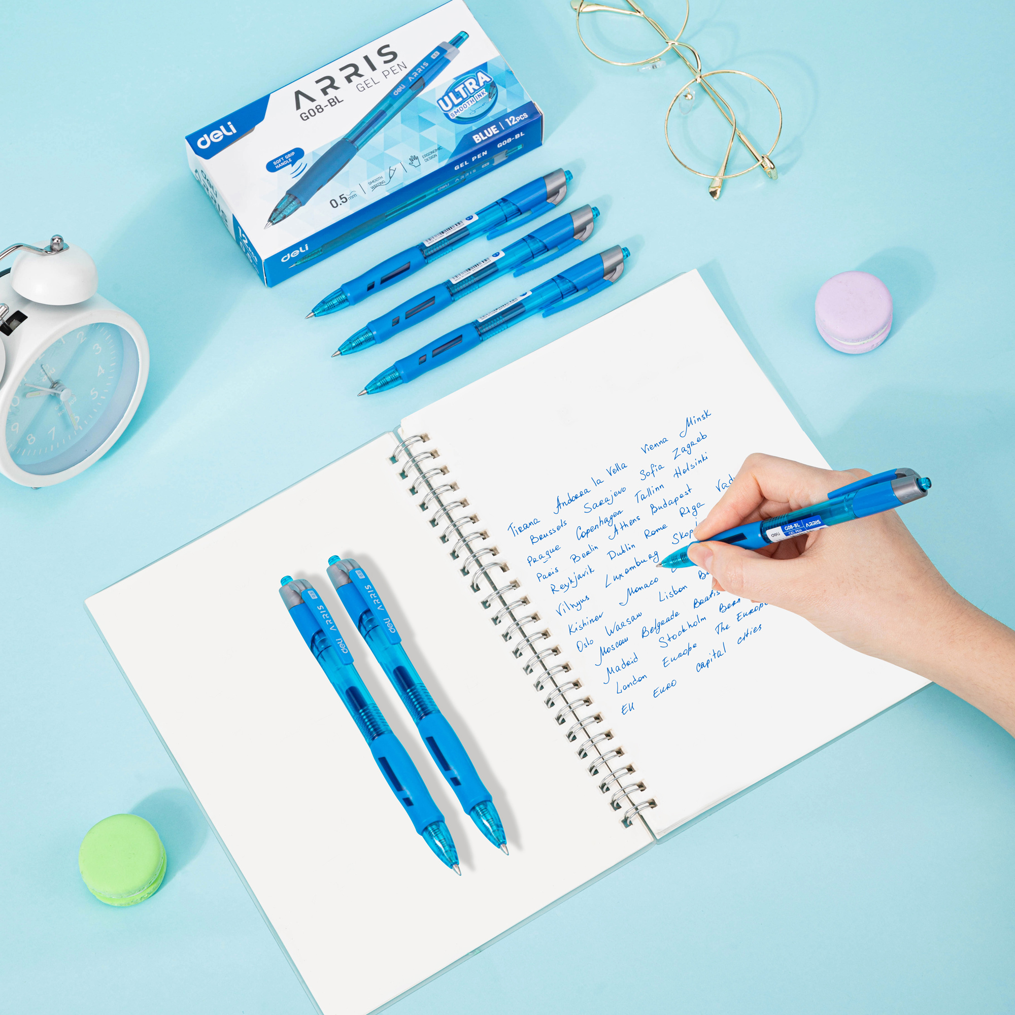 Купить Ручка гелевая Deli EG08-BL Arris 0.5мм резин. манжета прозрачный ...