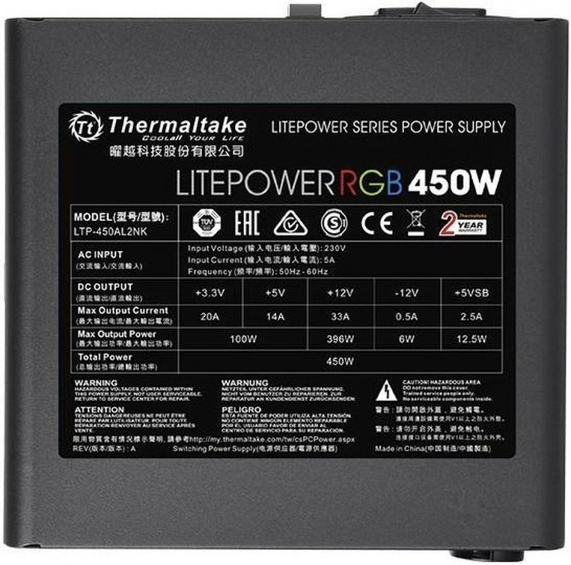 Купить Блок питания Thermaltake ATX 450W Litepower RGB 450 (24+4+4pin) APFC PPFC 120mm fan color ...