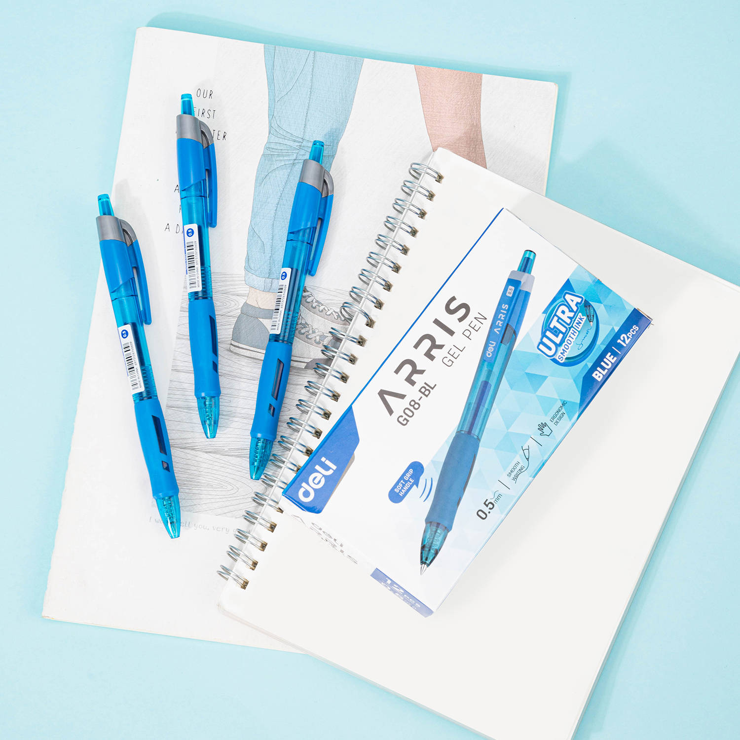 Купить Ручка гелевая Deli EG08-BL Arris 0.5мм резин. манжета прозрачный ...