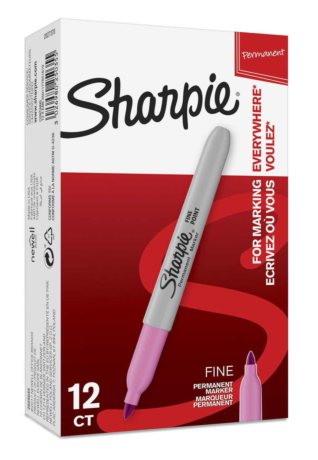 Купить Маркер перманентный Paper Mate Fine 2025035 Sharpie розовый в ...